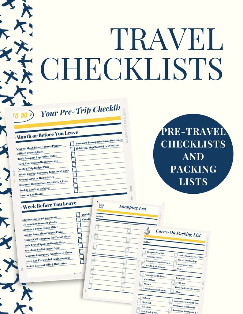 Travel Checklists - Etsy