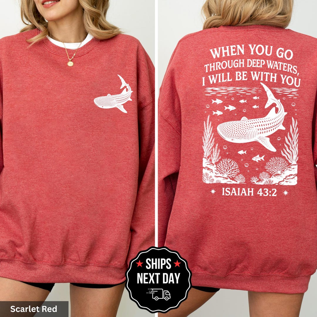 Christian Whale Shark Sweatshirt, Bible Verse Ocean Faith Crewneck ...