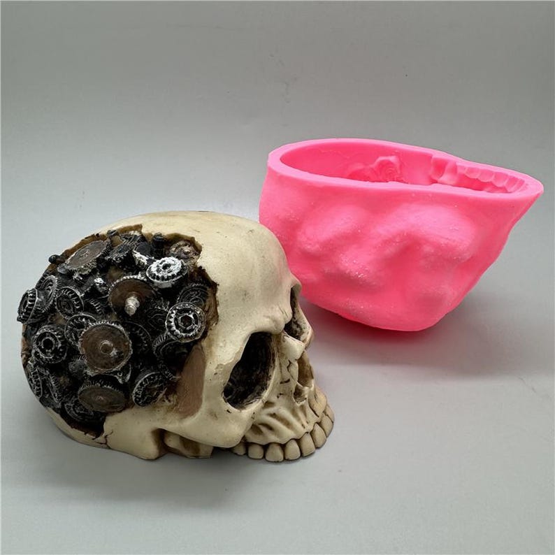 3D Mechanical Skeleton Skull Silicone Mold Perfect for DIY Epoxy Resin ...