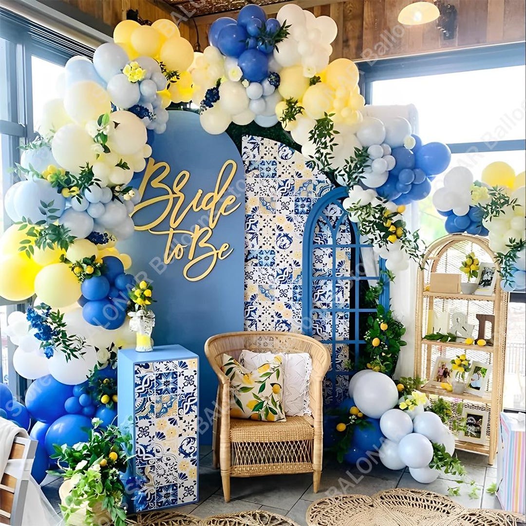 163pcs Royal Blue Yellow Balloons Garland Arch Kit, Baby Shower ...