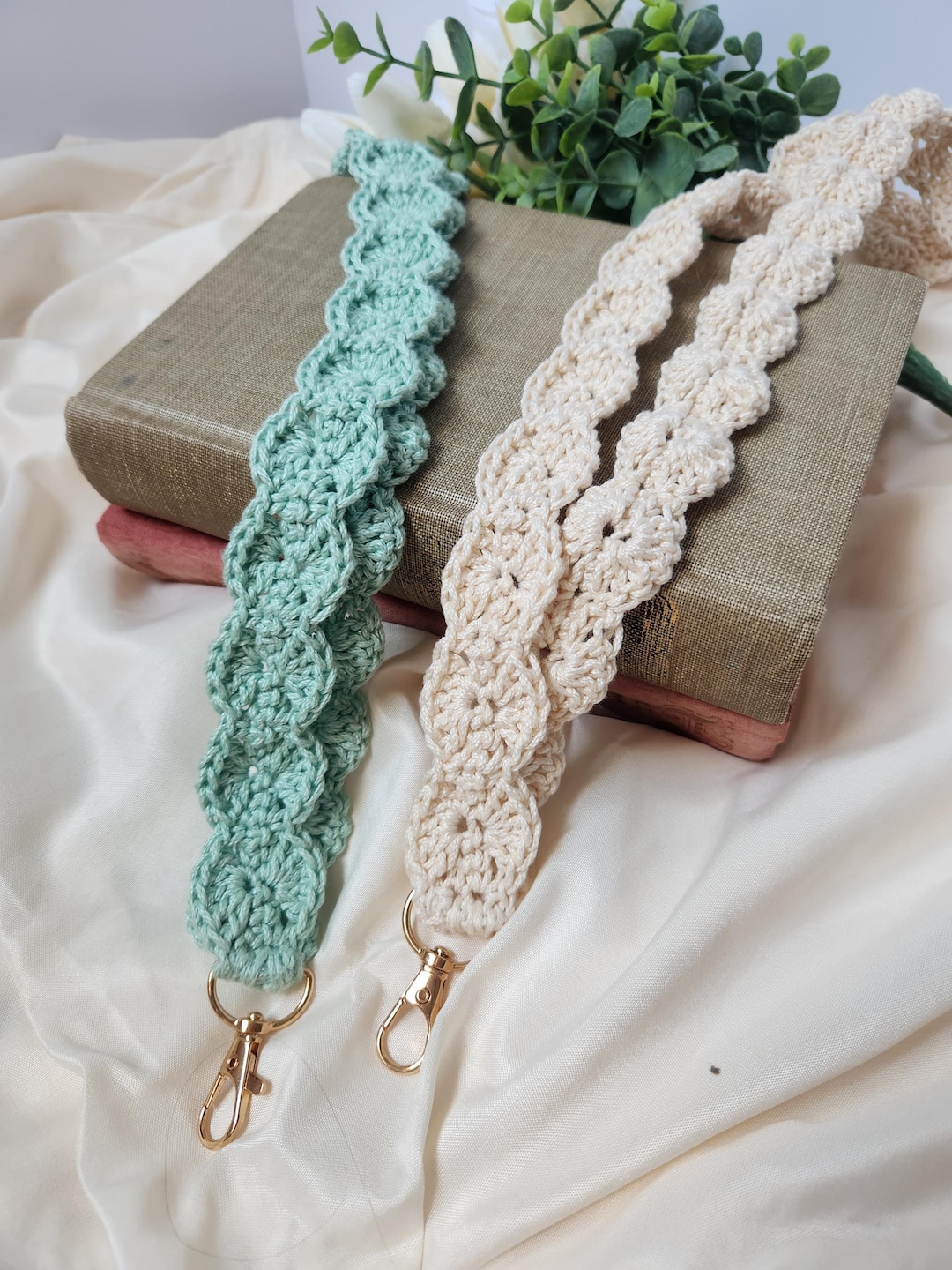 Crocheted Cotton Lanyard: Handmade Wave Stitch ID Badge Holder - Etsy