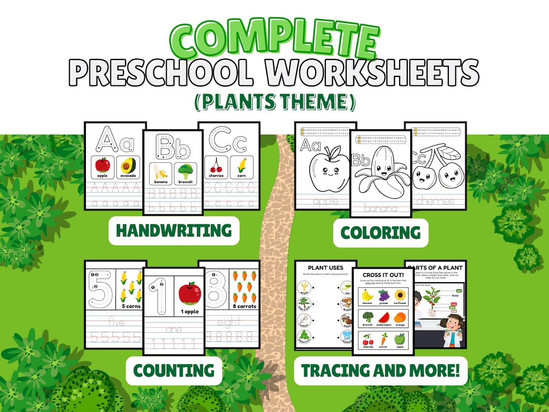 Complete Preschool Worksheets plants Theme Pre K Curriculum Toddler ...