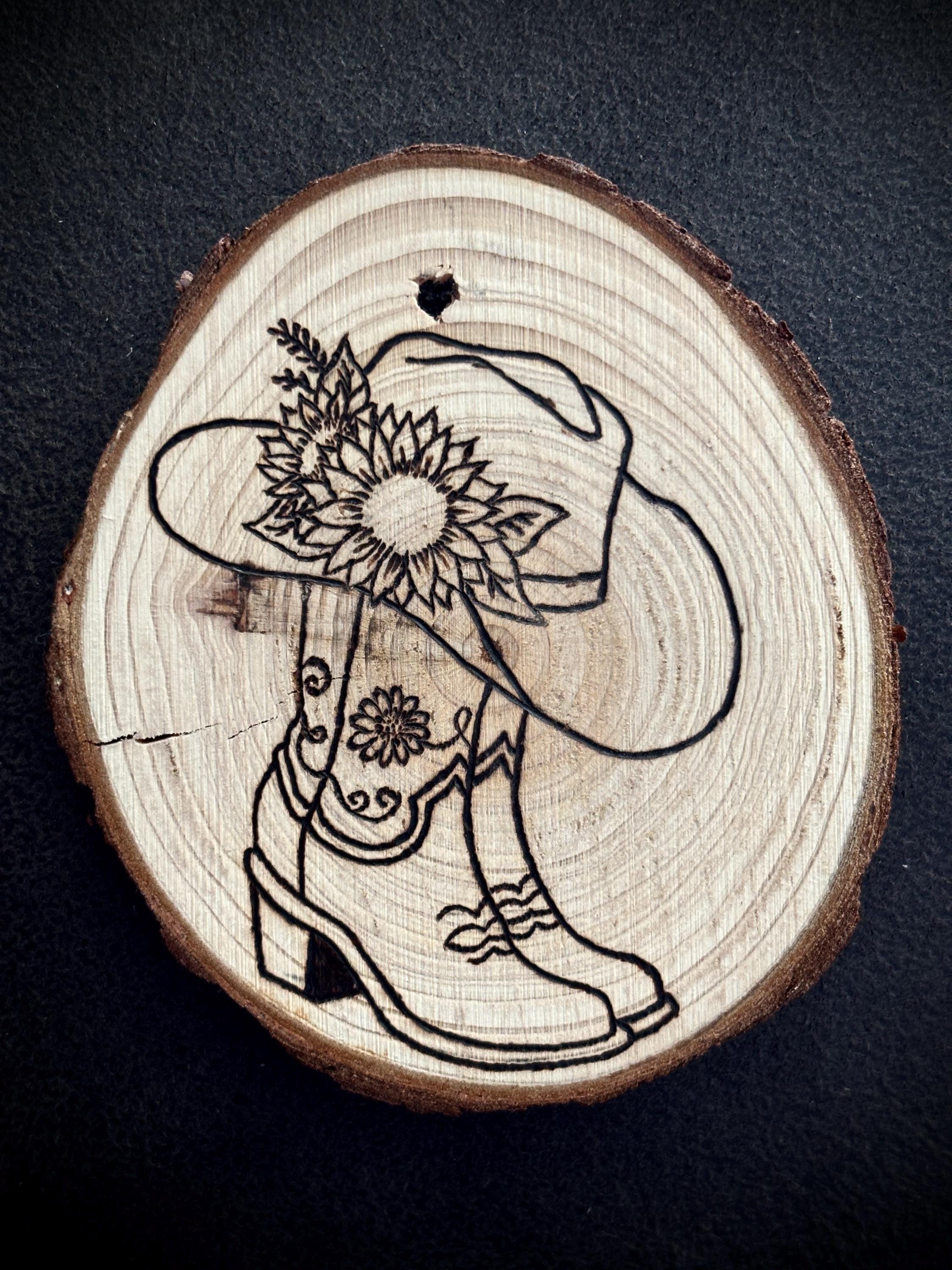 Western Themed Woodburned Ornaments - Etsy