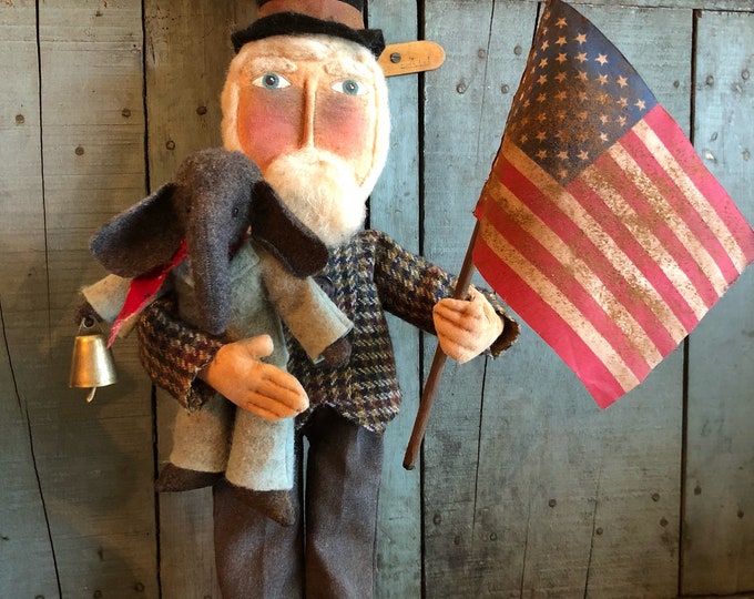 Primitive Uncle Sam Doll and Elephant Friend - Etsy
