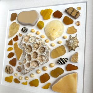 Honeycomb Home ~ Framed Sea Glass Art ~ Genuine Sea Glass, Sea Pottery ...