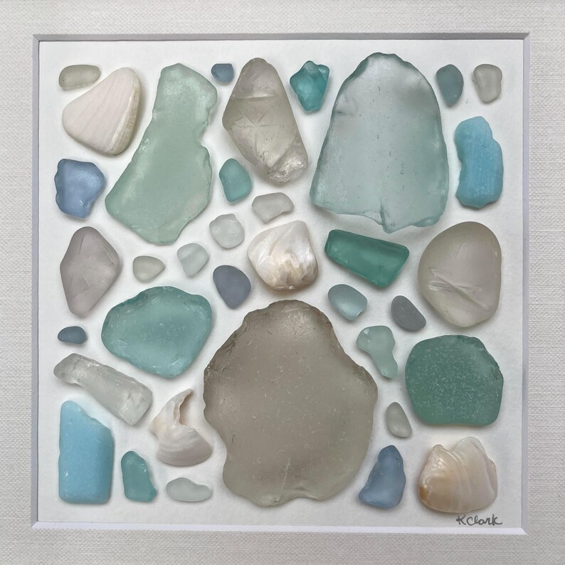 Ice Palace Framed Sea Glass Art Genuine Sea Glass, Seashell Collage - Etsy