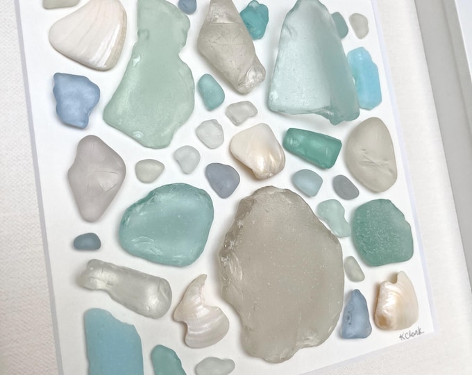 Ice Palace ~ Framed Sea Glass Art ~ Genuine Sea Glass, Seashell Collage ...