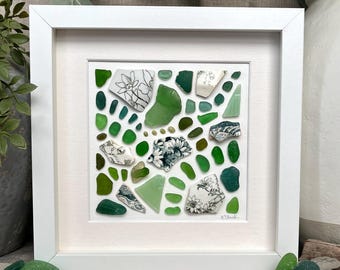 Walk in the Garden ~ Framed Sea Glass Art ~ Genuine Sea Glass, Sea ...