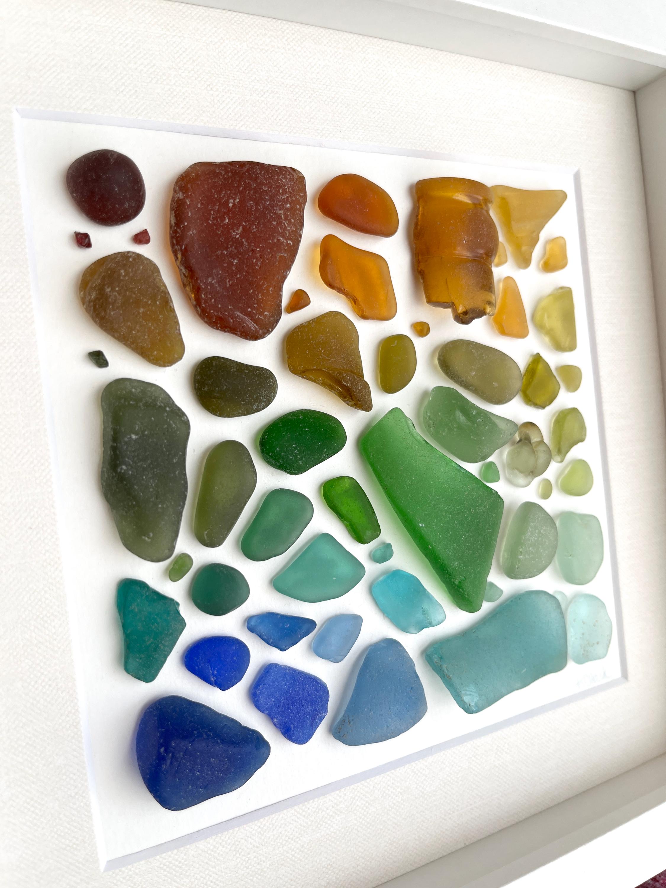 Rustic Rainbow ~ Framed Sea Glass Art ~ Genuine Sea Glass Collage - Etsy