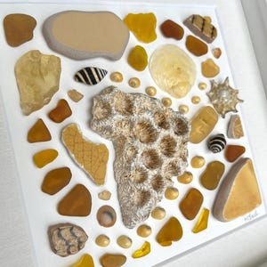 Honeycomb Home ~ Framed Sea Glass Art ~ Genuine Sea Glass, Sea Pottery ...