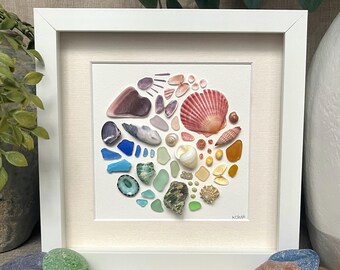 Ice Palace ~ Framed Sea Glass Art ~ Genuine Sea Glass, Seashell Collage ...