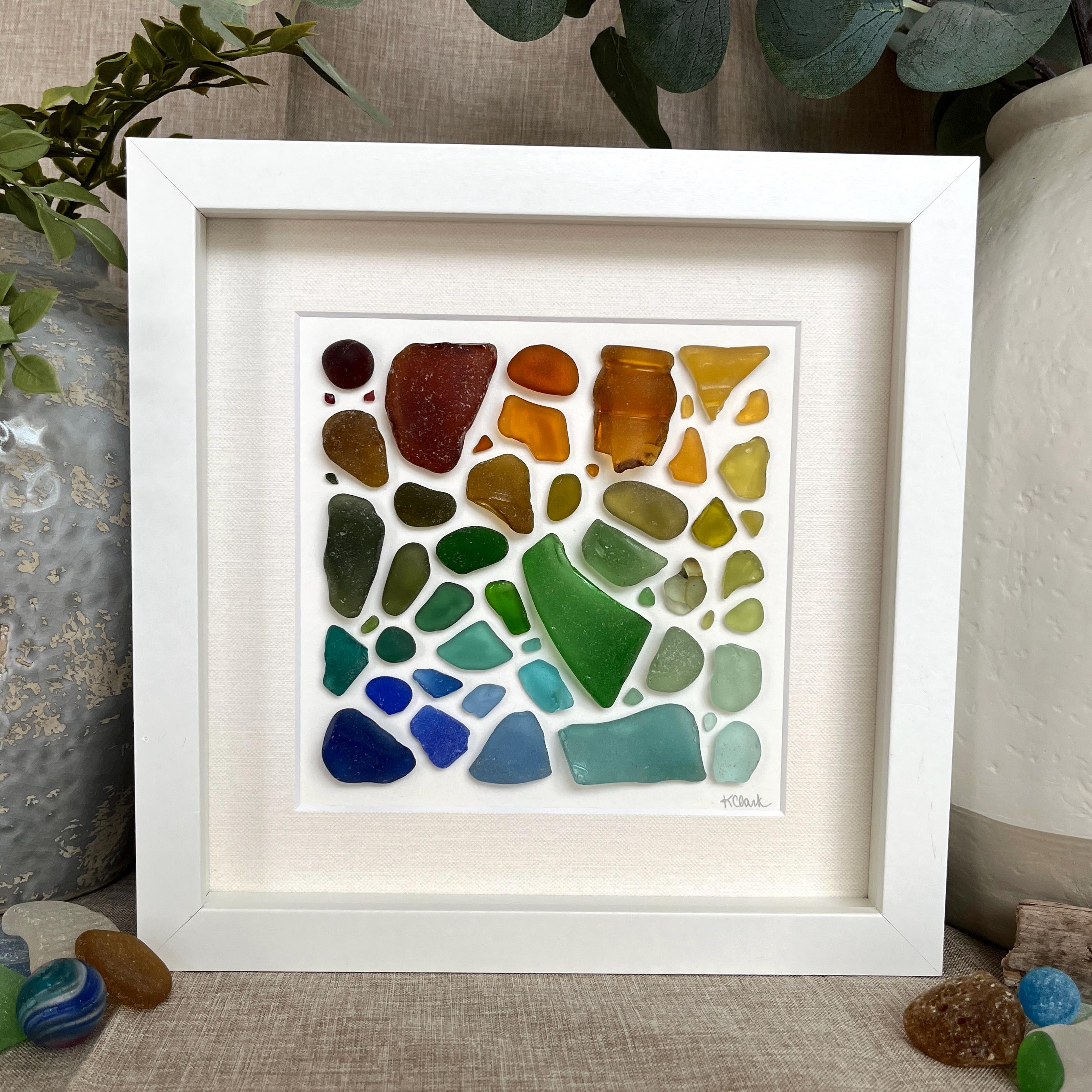 Rustic Rainbow ~ Framed Sea Glass Art ~ Genuine Sea Glass Collage - Etsy