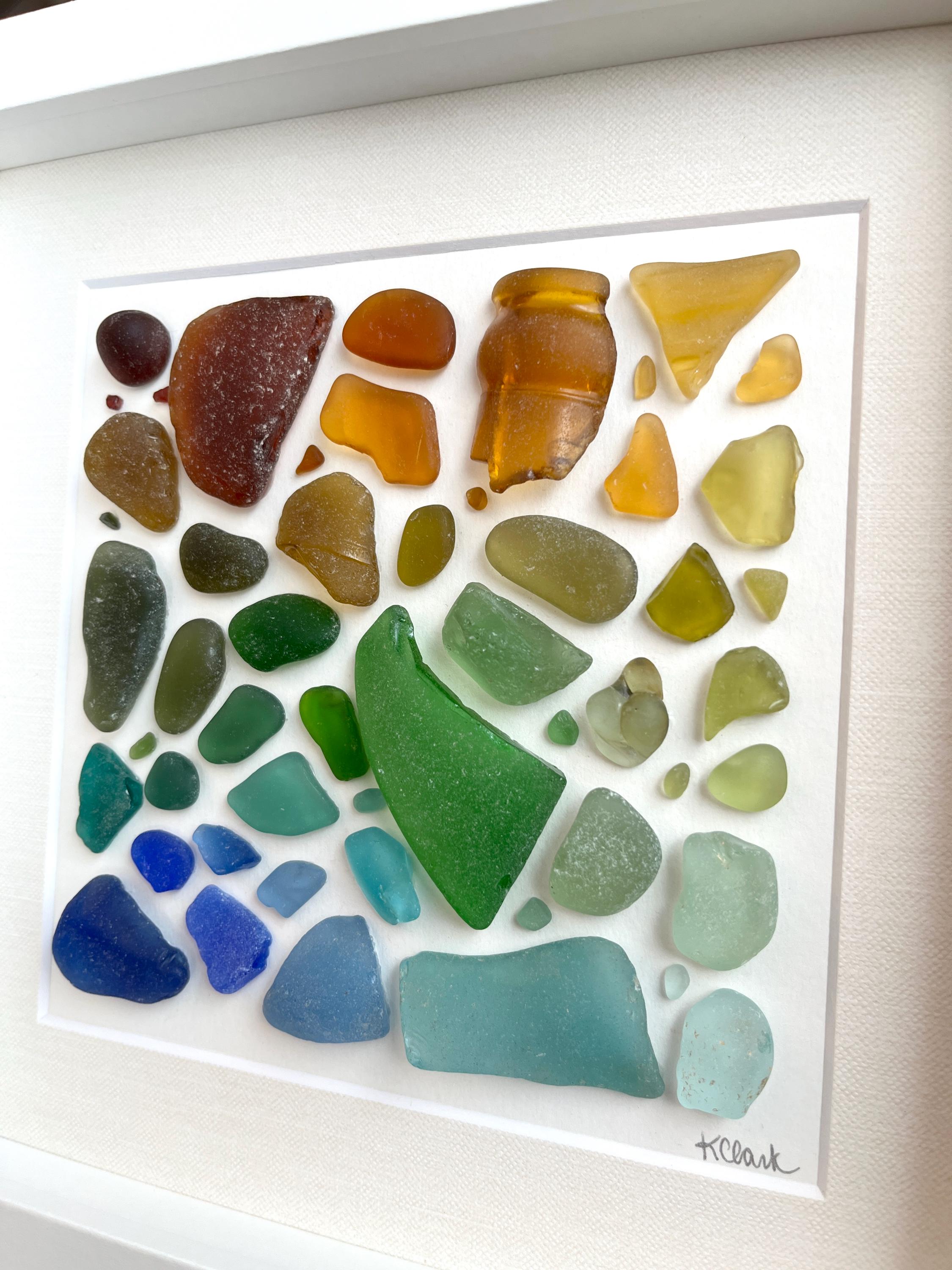 Rustic Rainbow ~ Framed Sea Glass Art ~ Genuine Sea Glass Collage - Etsy