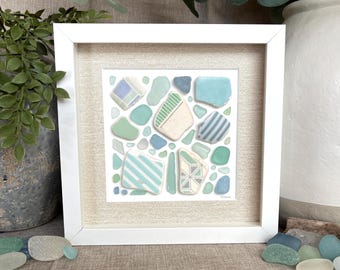 Oceans Heartbeat Framed Sea Glass Art Genuine Sea Glass, Sea Pottery ...