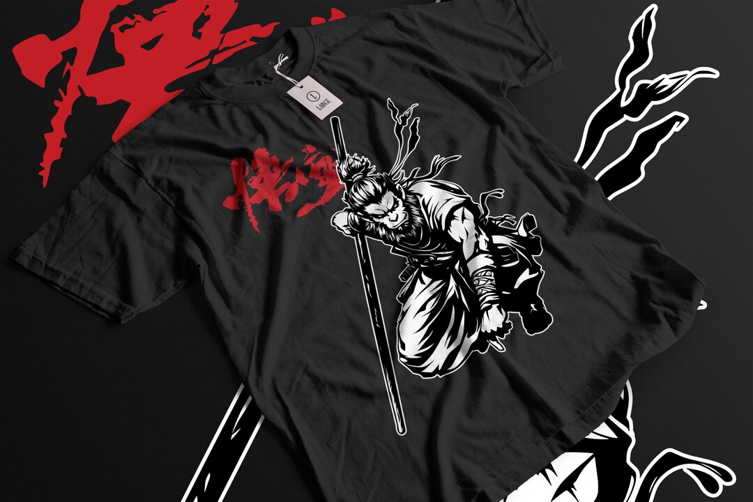 Black Myth Wukong Shirt the Destined One Journey to the West Tee Sun ...