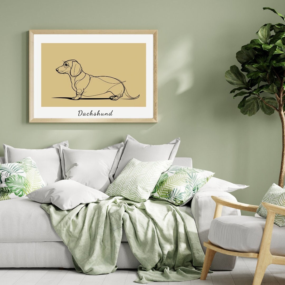 Minimalist Dachshund Line Art Print - Modern Dog Wall Decor – Digital ...