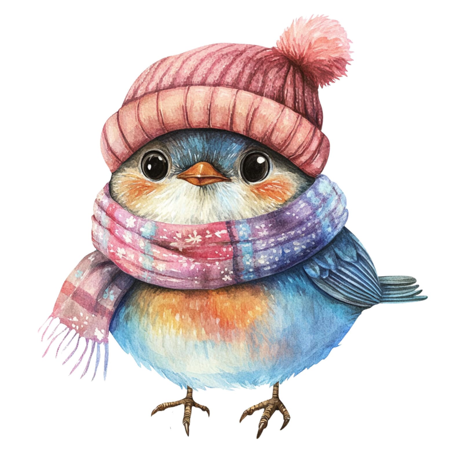 Cute Watercolor Winter Birds Clipart – PNG Files With Hats Scarves ...