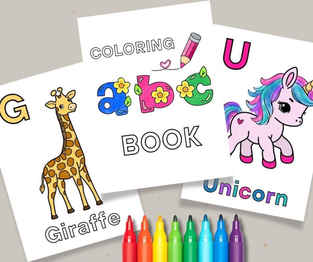 English Alphabet Coloring Book, ABC Book Kids Activity, Keepsake, PDF ...