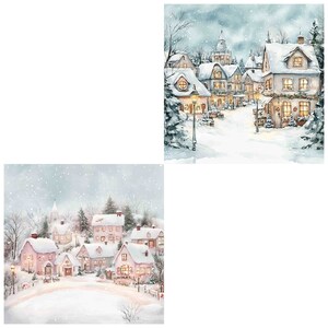 10 Christmas Village Watercolor Backgrounds, 15x15 Inches PNG Files ...