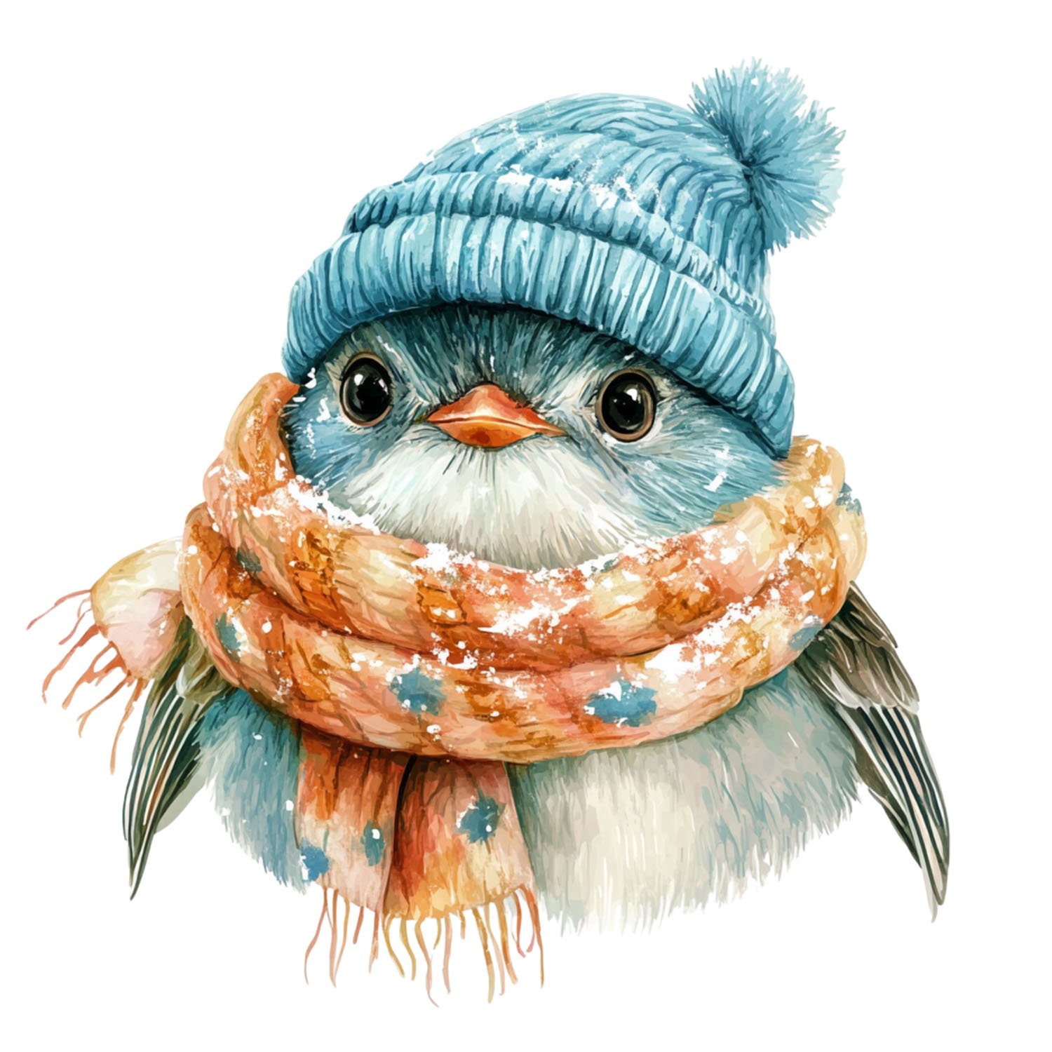 Winter Birds Clipart Set - Cute Watercolor Birds With Scarves and Hats ...