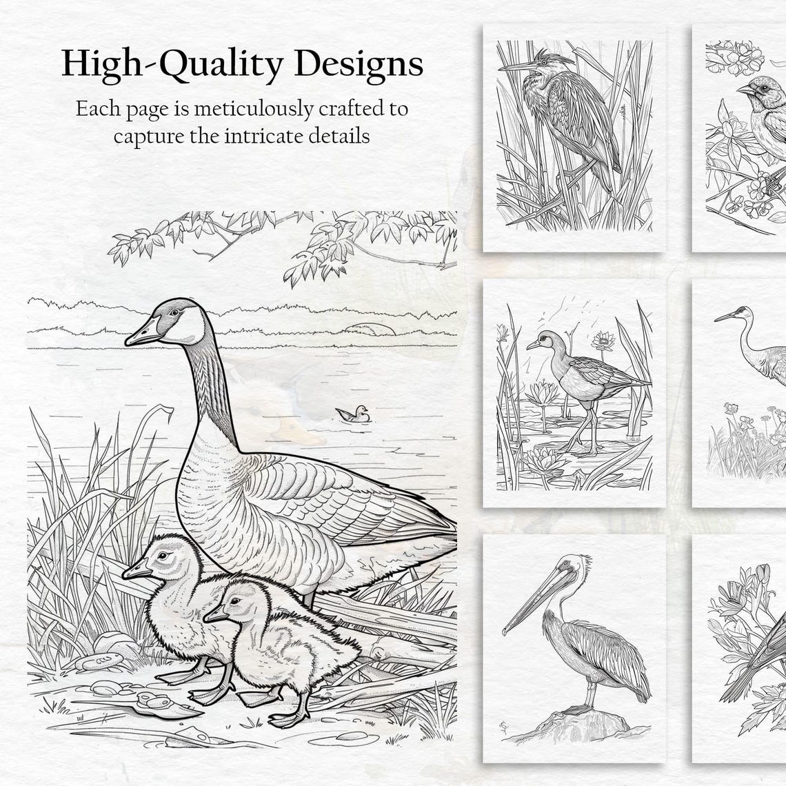 100 Wetland Animals Coloring Pages - Adults and Kids Coloring Book ...