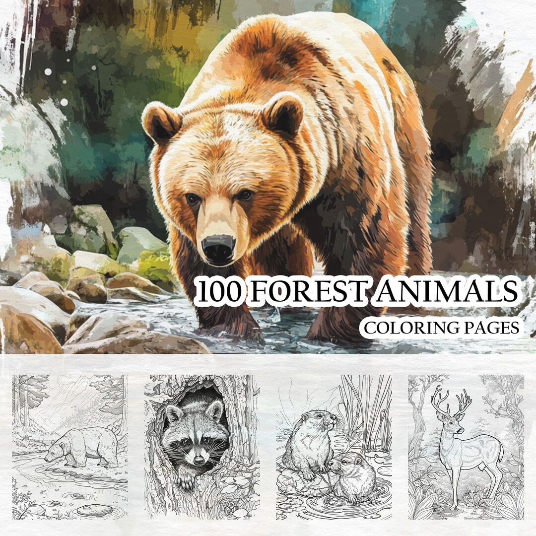 100 Forest Animals Coloring Pages - Adults and Kids Coloring Book ...