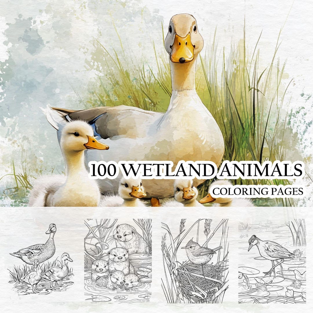 100 Wetland Animals Coloring Pages - Adults and Kids Coloring Book ...