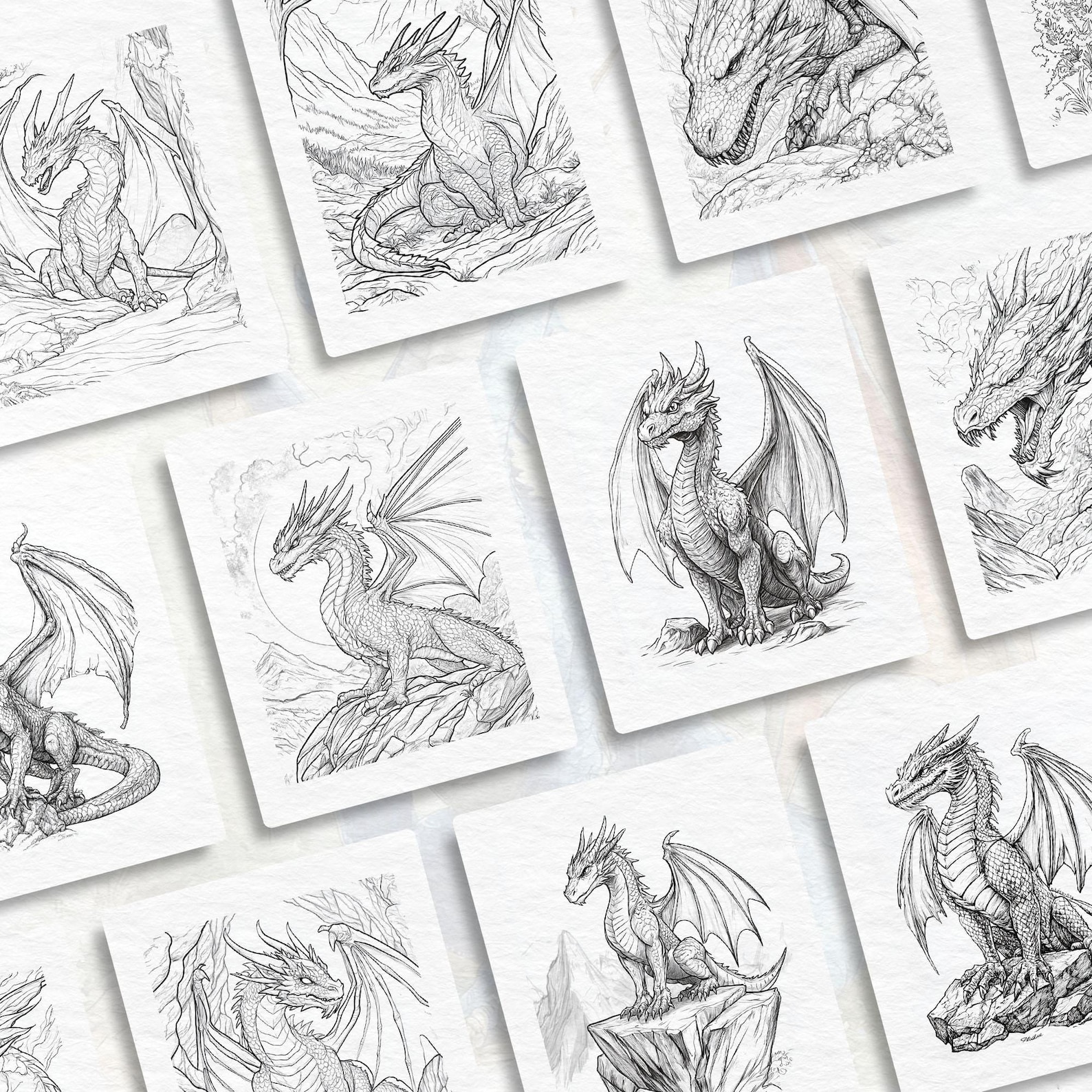 50 Elegant Dragon Coloring Pages - Adults and Kids Coloring Book ...