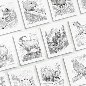 100 Mountain Animals Coloring Pages - Adults and Kids Coloring Book ...