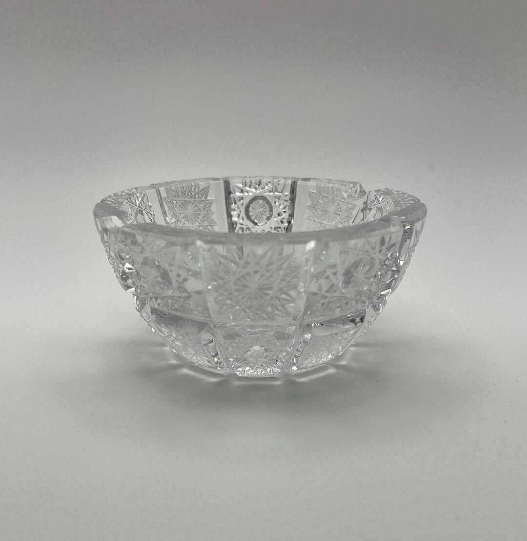 Vintage Bohemian Queens Lace Hand Cut Crystal Small Trinket Bowl/dish ...