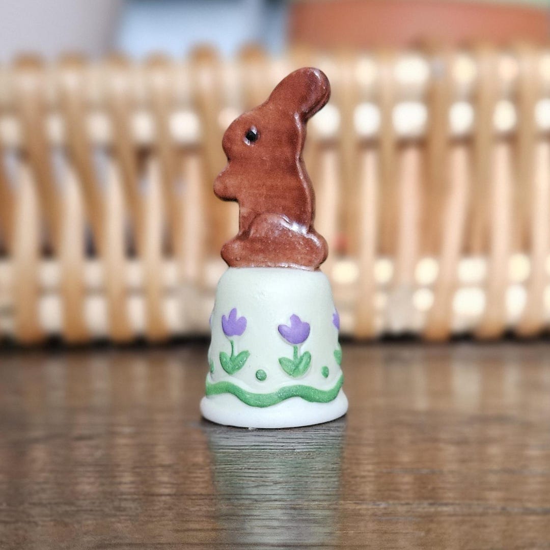 Antique Enesco Thimble Easter Bunny Tulip - Etsy
