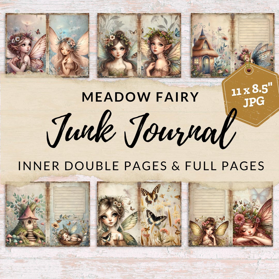 Meadow Fairy Junk Journal Pages, Scrapbook Papers, Fantasy Art ...