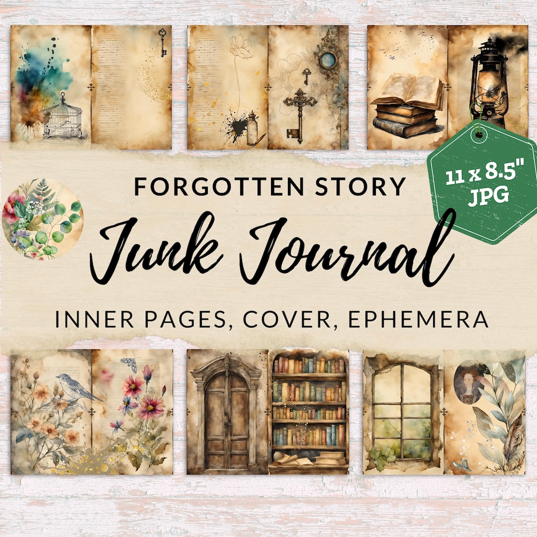 Forgotten Story Junk Journal Pages, Mystery Library, Vintage Digital ...