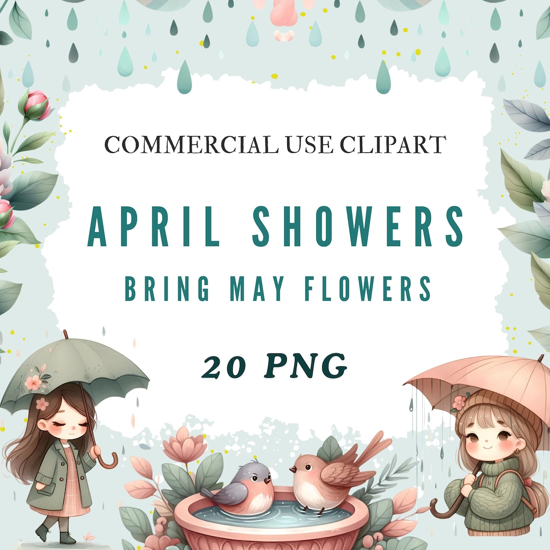 April Showers Bring May Flowers Clipart Collection, Commercial Use ...