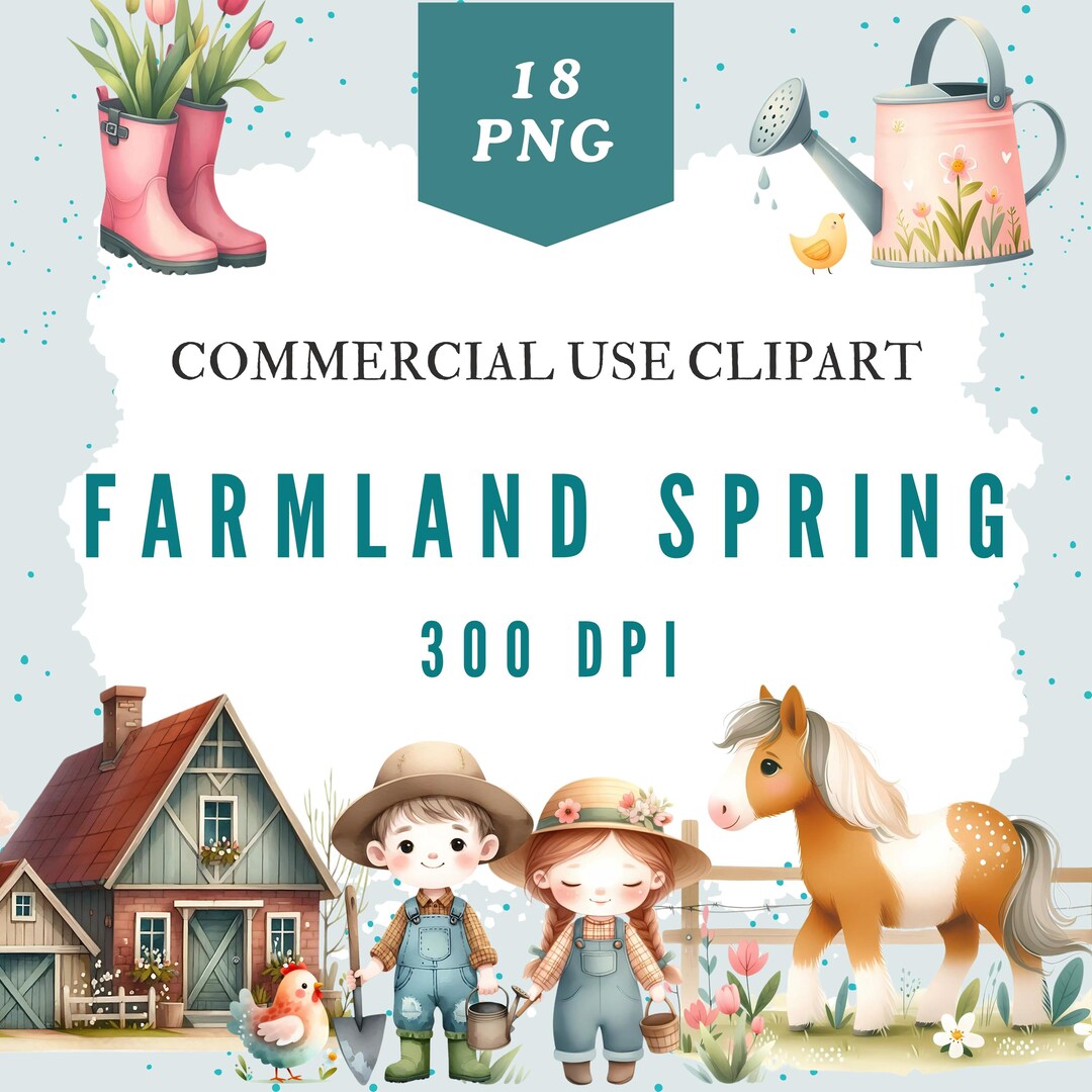 Farmland Spring Clipart Collection, Natural Easter, Farm Animals ...