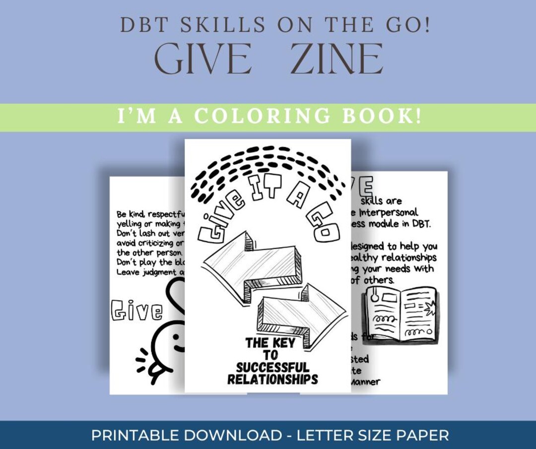 GIVE Skills,1 Pager,coloring Book, DBT, Pocket Guide, Healthy ...