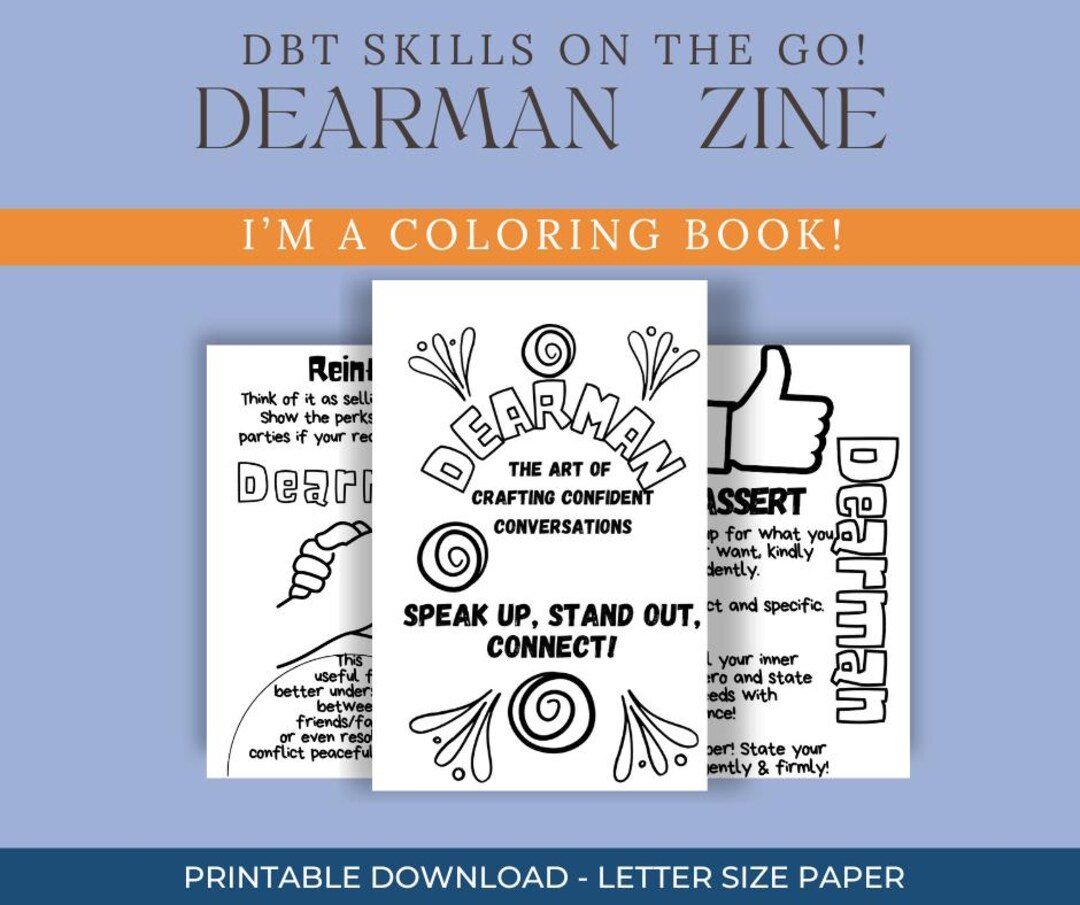 DEARMAN, DBT, Coloring Page, 1 Pager, Communication & Interpersonal ...