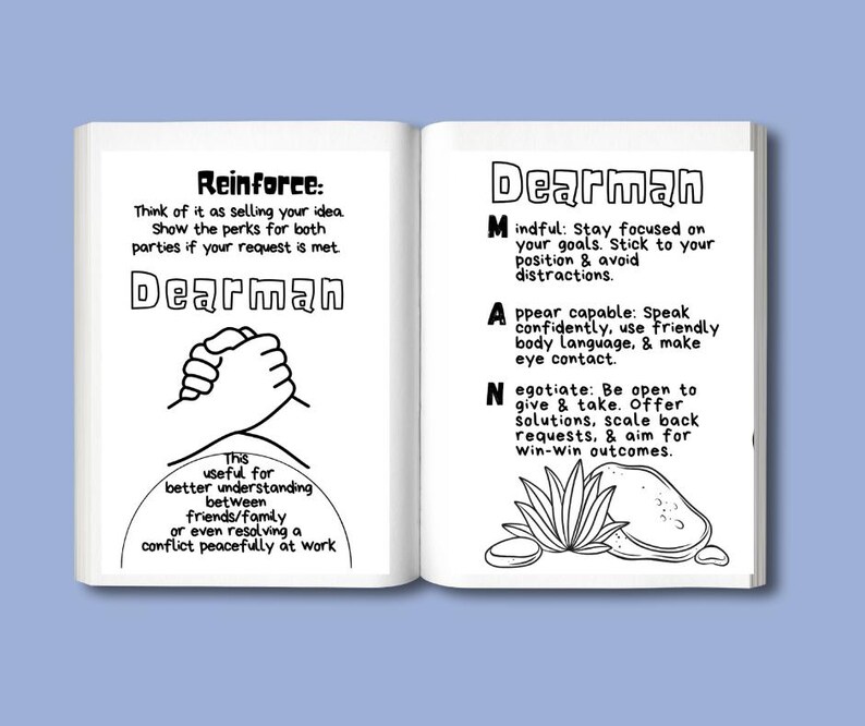 DEARMAN, DBT, Coloring Page, 1 Pager, Communication & Interpersonal ...