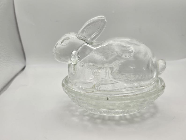 Vintage Clear Glass Bunny Candy Dish - Etsy
