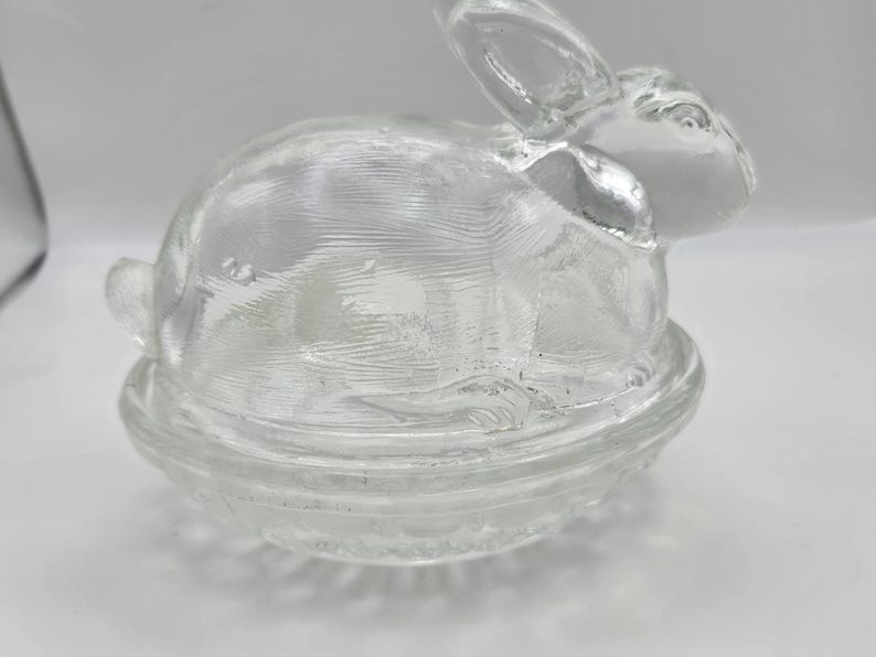 Vintage Clear Glass Bunny Candy Dish - Etsy