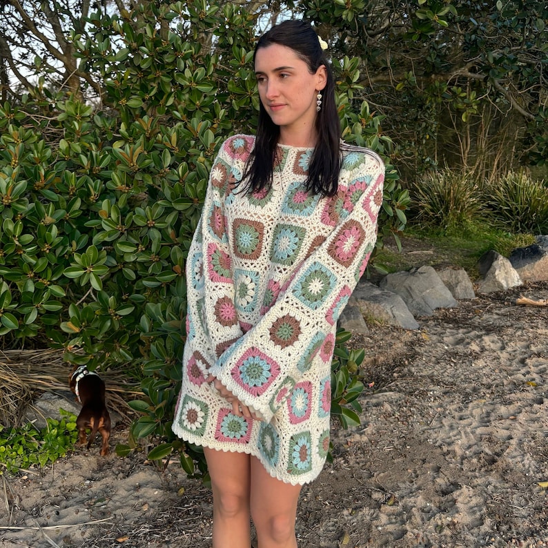 Crochet Pattern: Sunshine Granny Square Crochet Dress- Women’s Clothing ...