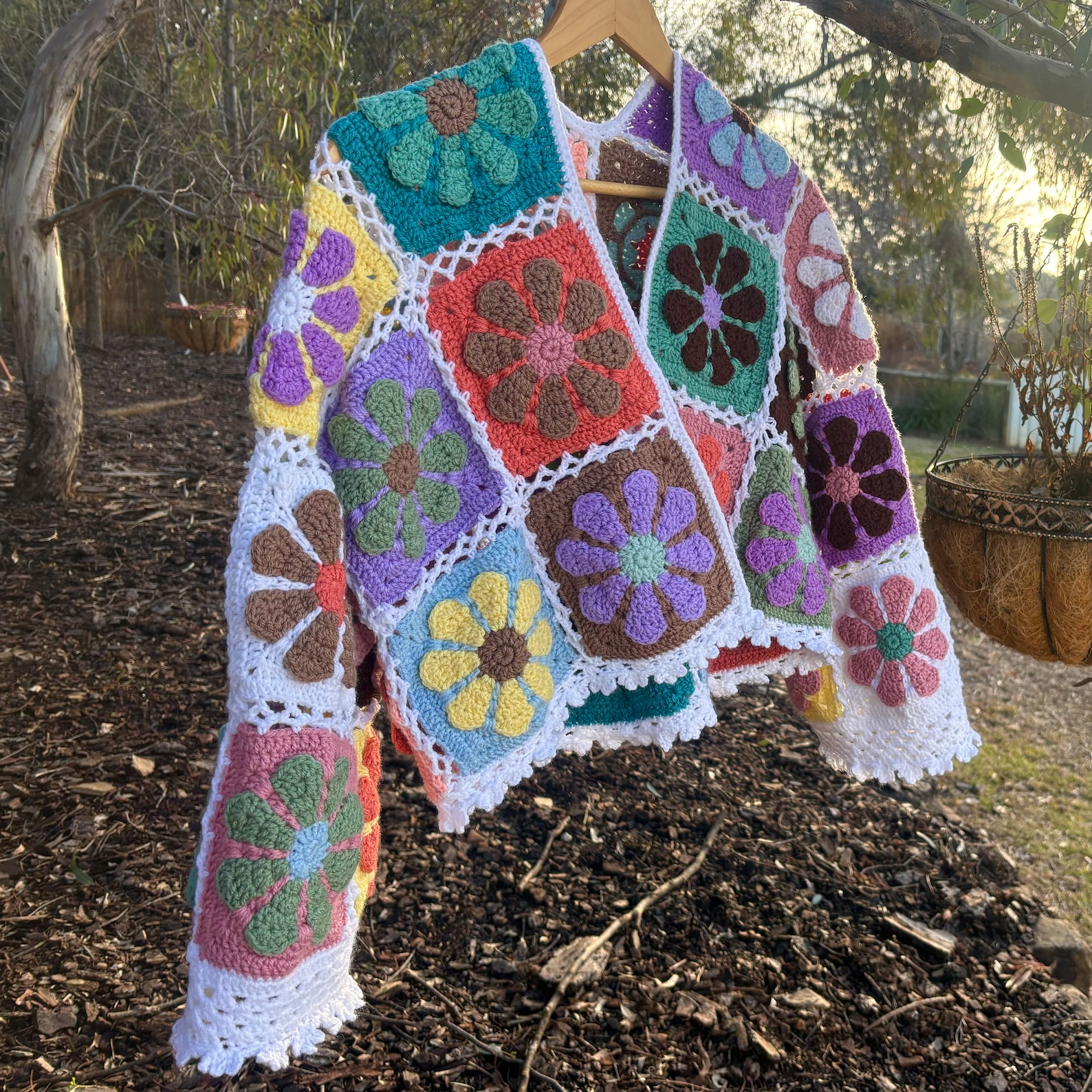 Crochet Pattern: Flower Power Cardigan- Women’s Granny Square Sweater ...