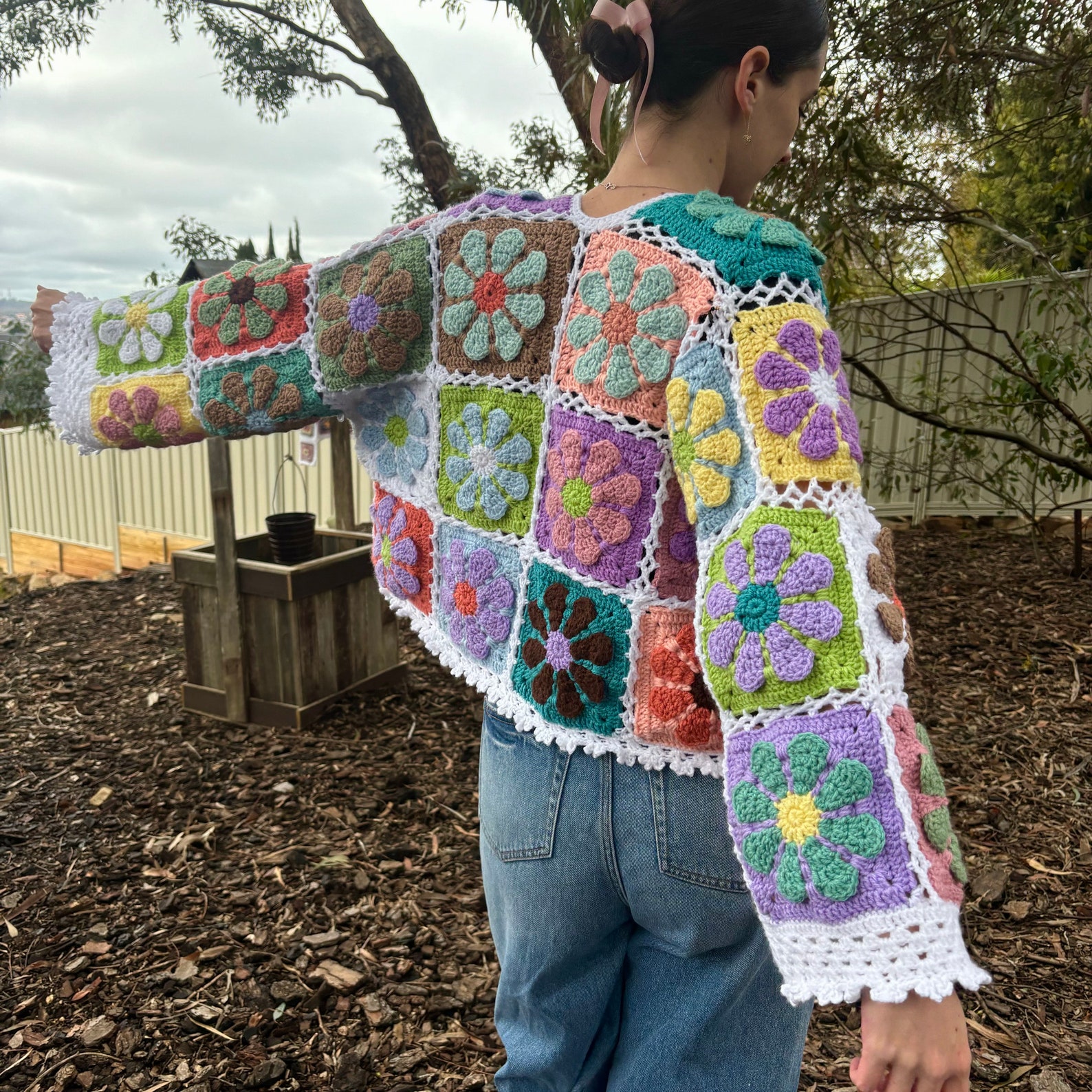 Crochet Pattern: Flower Power Cardigan- Women’s Granny Square Sweater ...