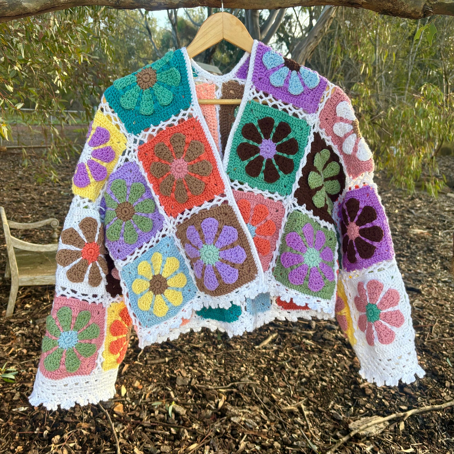 Crochet Pattern: Flower Power Cardigan- Women’s Granny Square Sweater ...