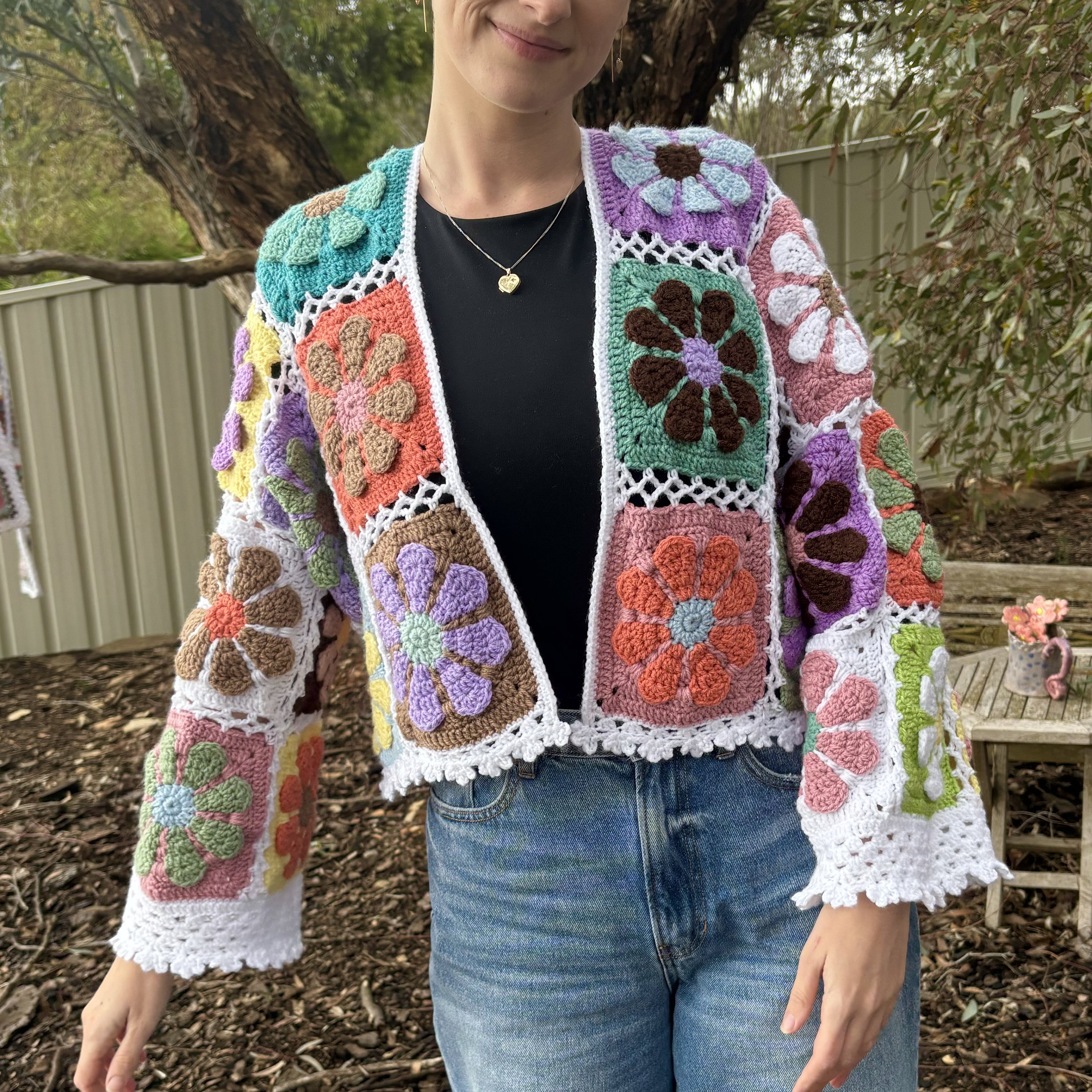 Crochet Pattern: Flower Power Cardigan- Women’s Granny Square Sweater ...