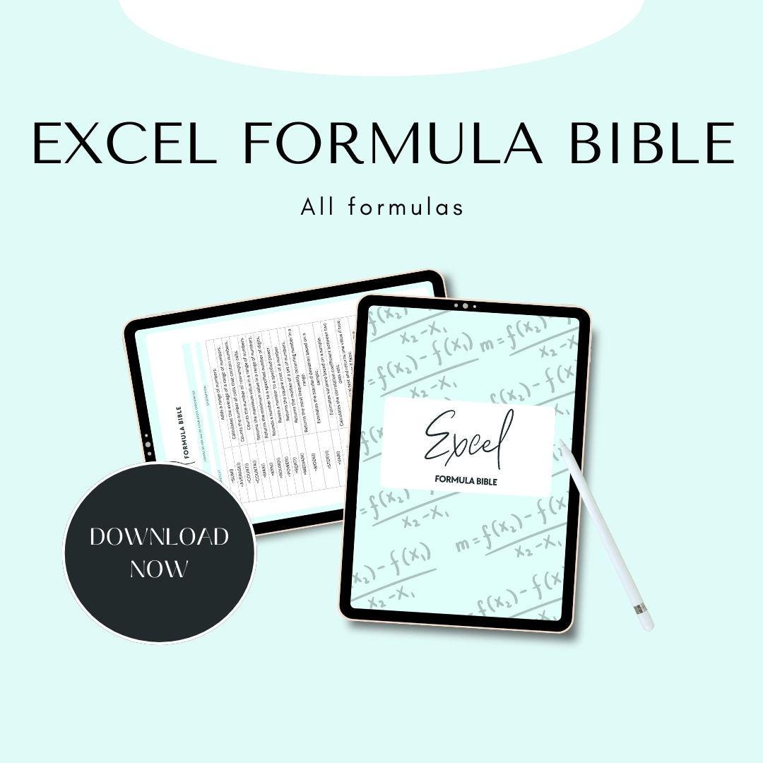 Help Guide: Excel Formula Bible - Excel Formulas ( Printable, Editable ...