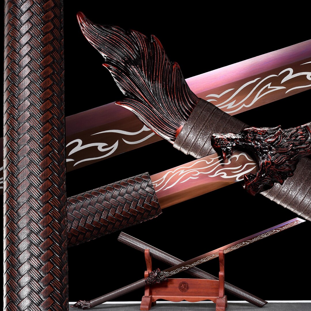 Red Swords,alloy Accessory Samurai Sword,bake Purple Blade,handmade ...