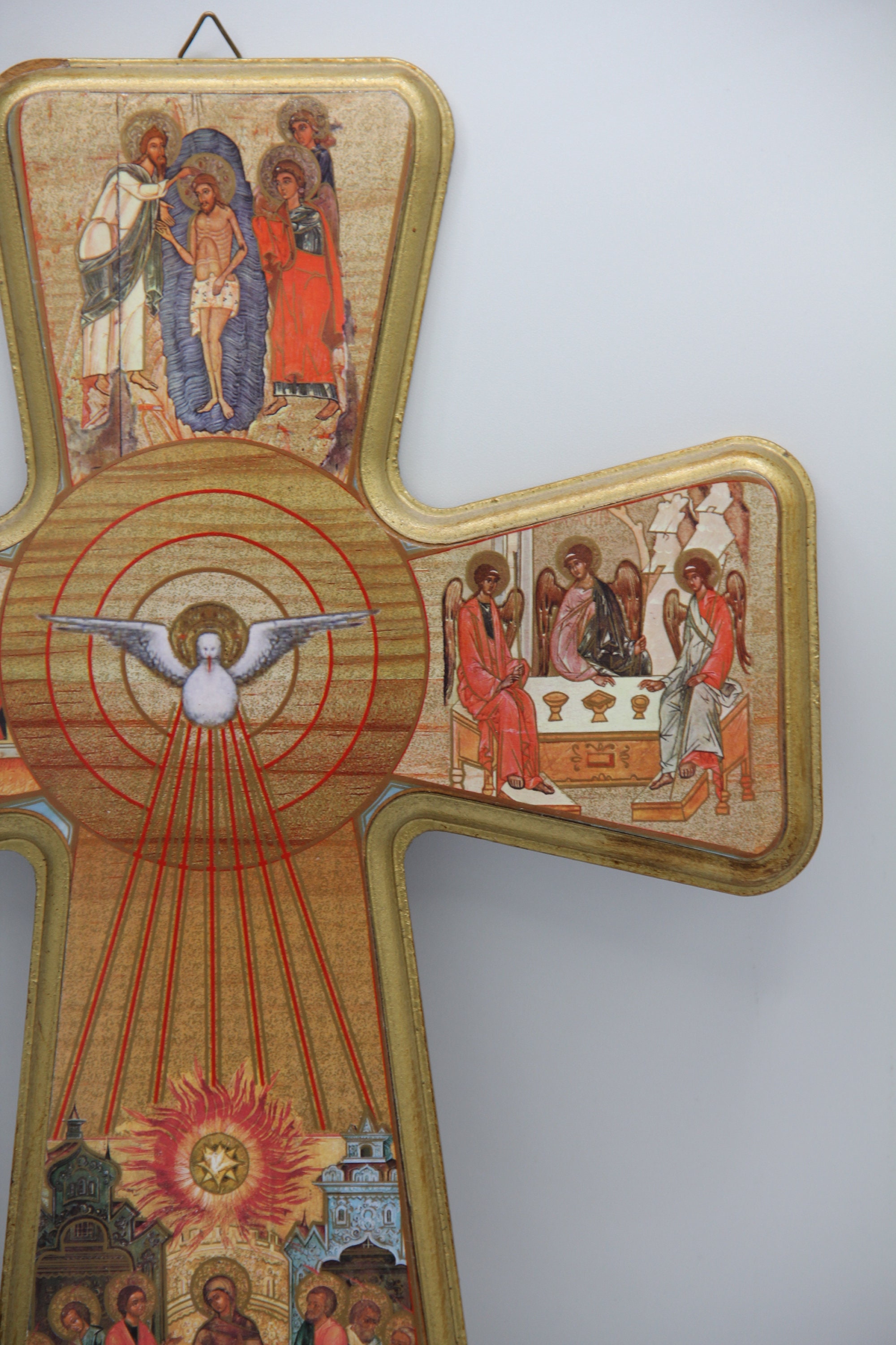 Florentine Italy Hand Painted Cross Wood Religious Jesus Gold Life of ...