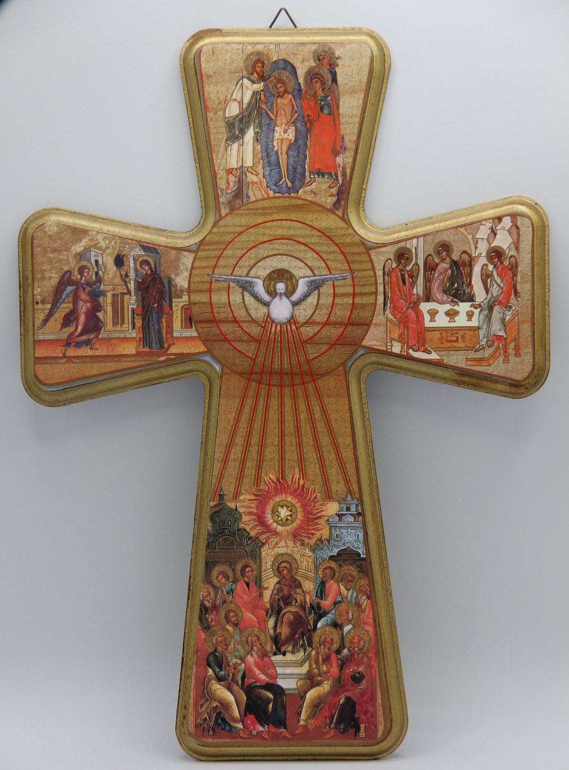 Florentine Italy Hand Painted Cross Wood Religious Jesus Gold Life of ...