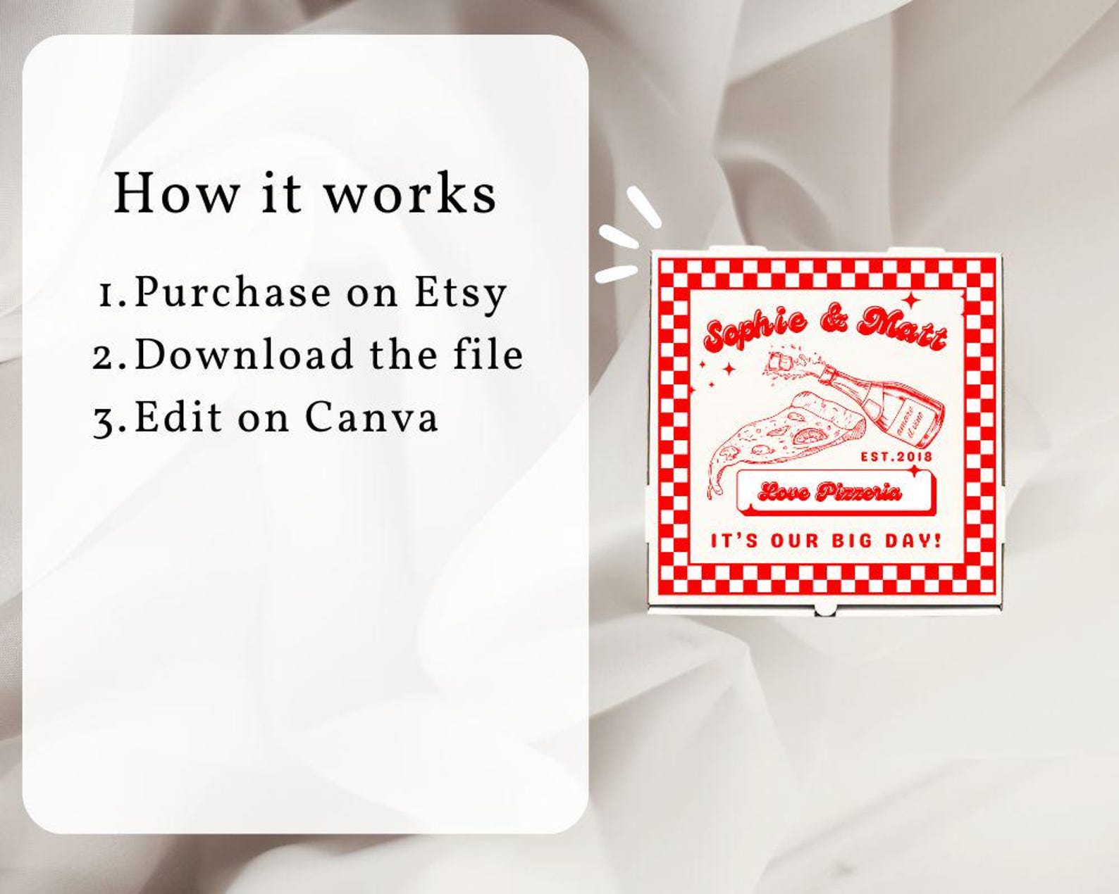 Custom Wedding Pizza Box - After Party, Engagement Party, Editable ...